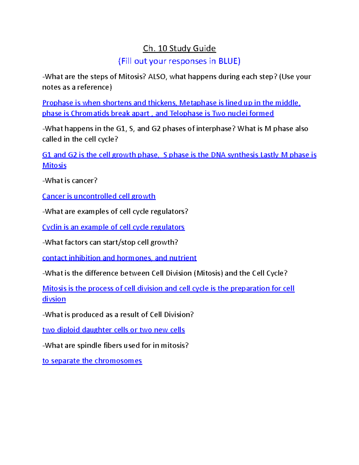 Noah Hernandez - Ch10 Study Guide - Ch. 10 Study Guide (Fill out your ...
