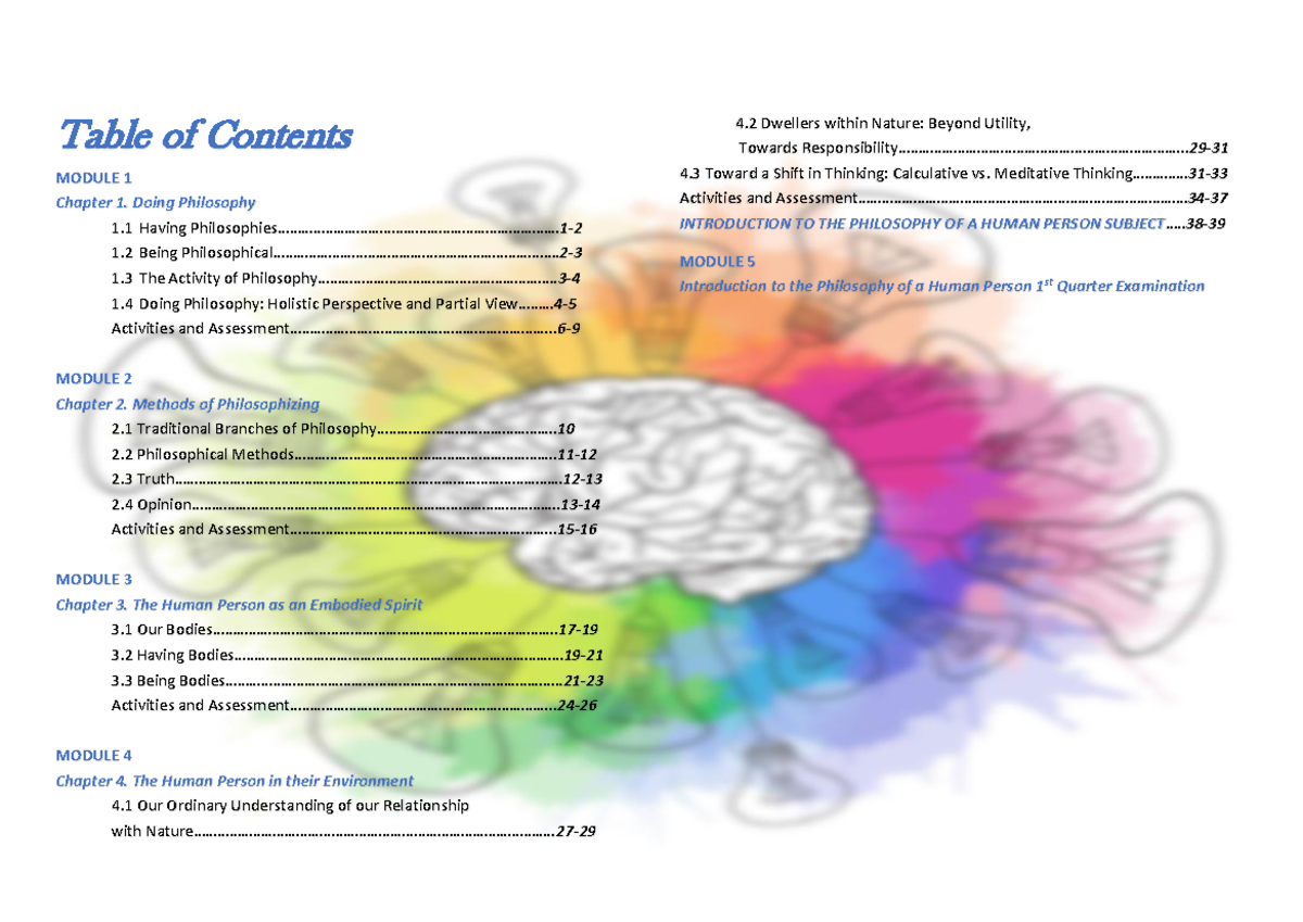 WEEK-1-7 CM MDL PHP121 - Second Semester Modules for Philosophy - Table ...