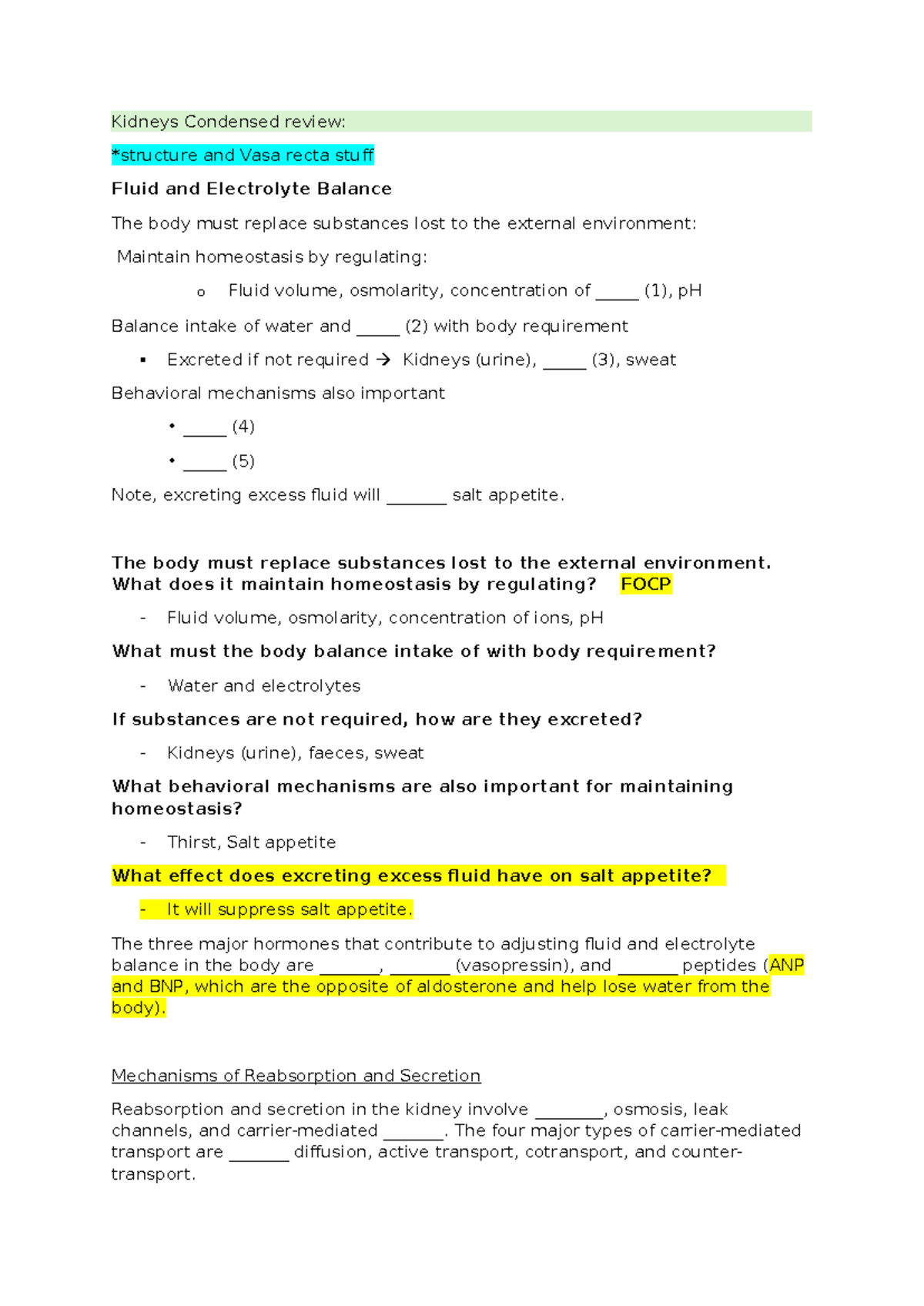 Kidneys Condensed review - Kidneys Condensed review: *structure and ...
