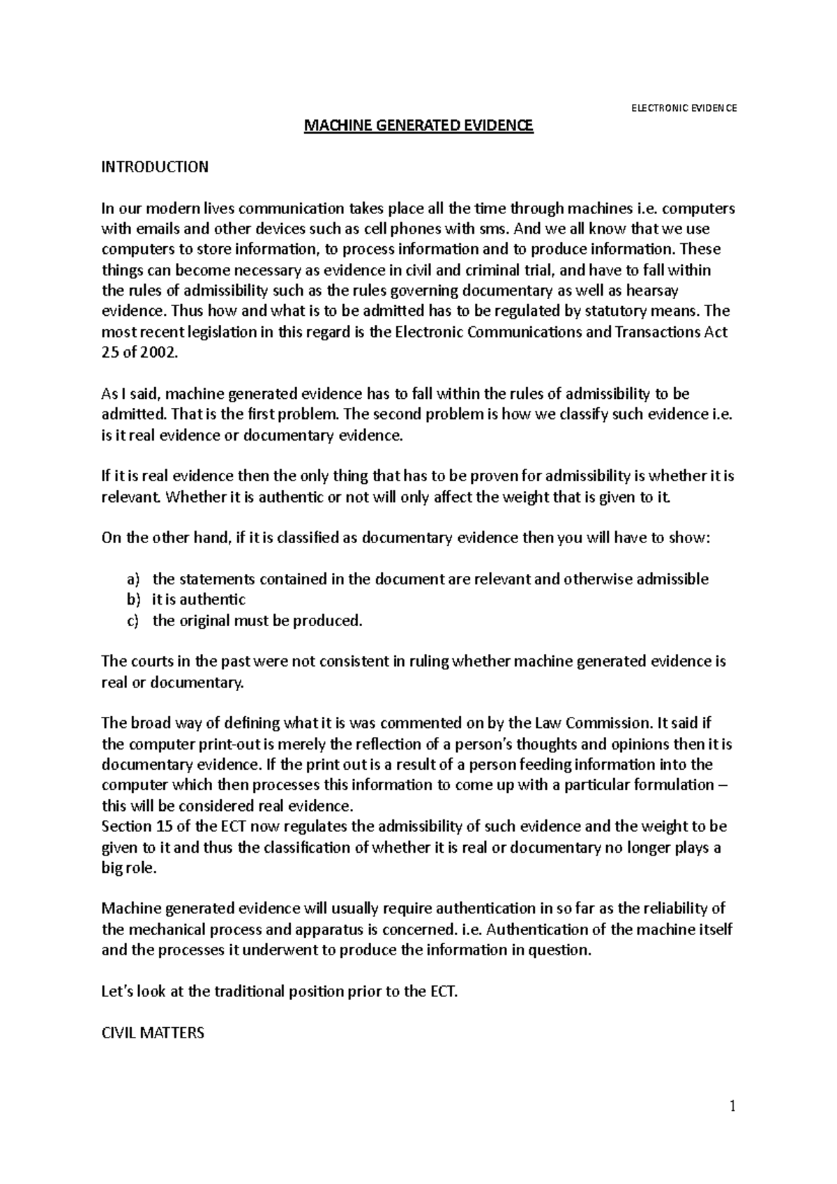 Evidence 2012 Electronic Evidence Moodle - ELECTRONIC EVIDENCE MACHINE ...