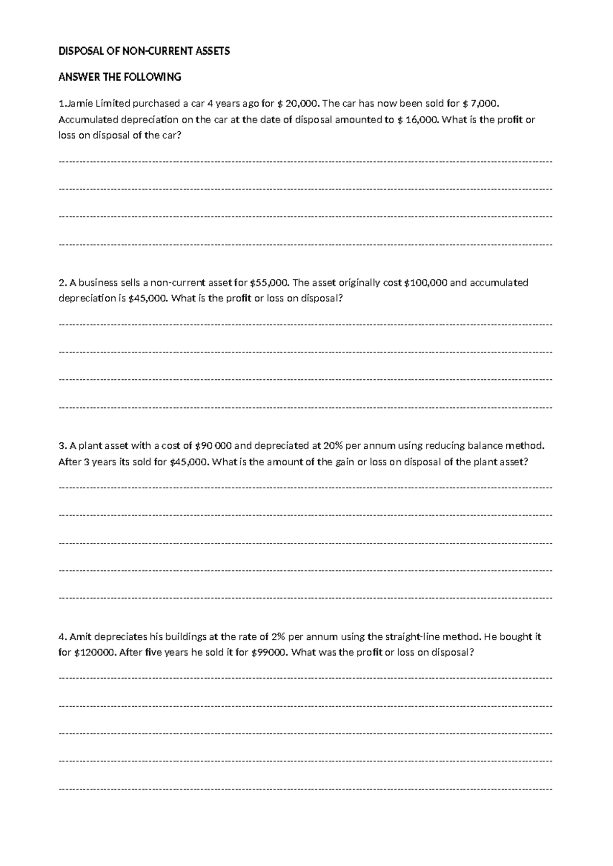 Disposal OF Noncurrent Assets - DISPOSAL OF NON-CURRENT ASSETS ANSWER ...