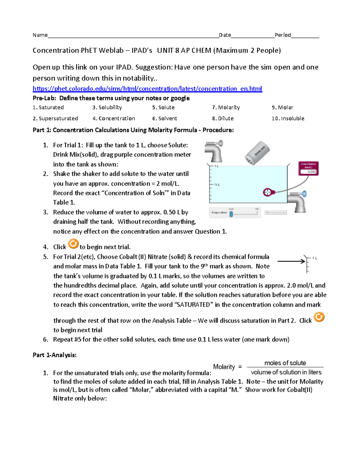 AP CHEM UNIT 8 LAB - Dndhbusbybs - - Studocu