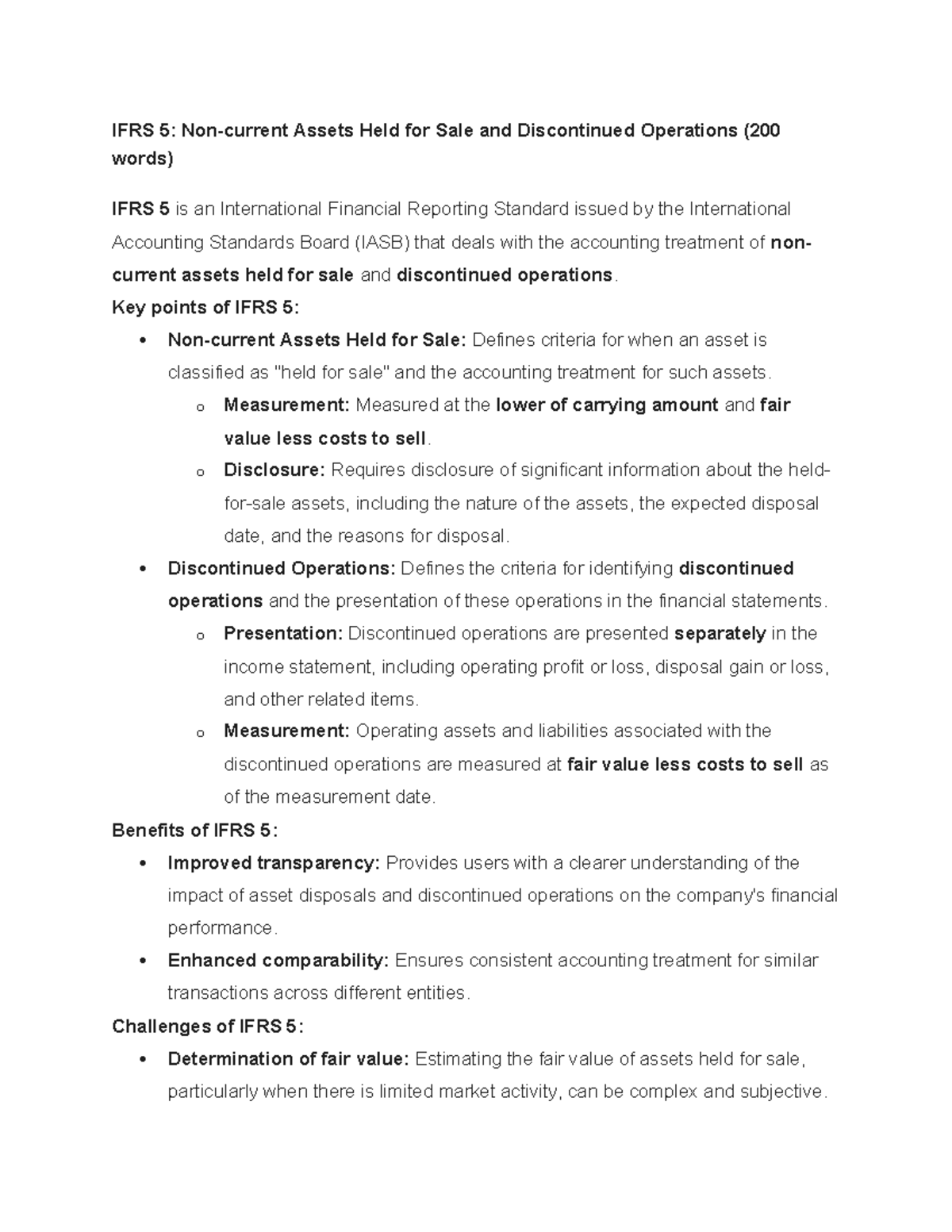 Notes on IFRS 5 - IFRS 5: Non-current Assets Held for Sale and ...