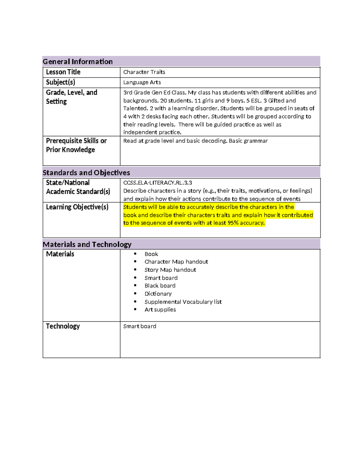 C909 revised - Task Lesson plan. Passed - General Information Lesson ...