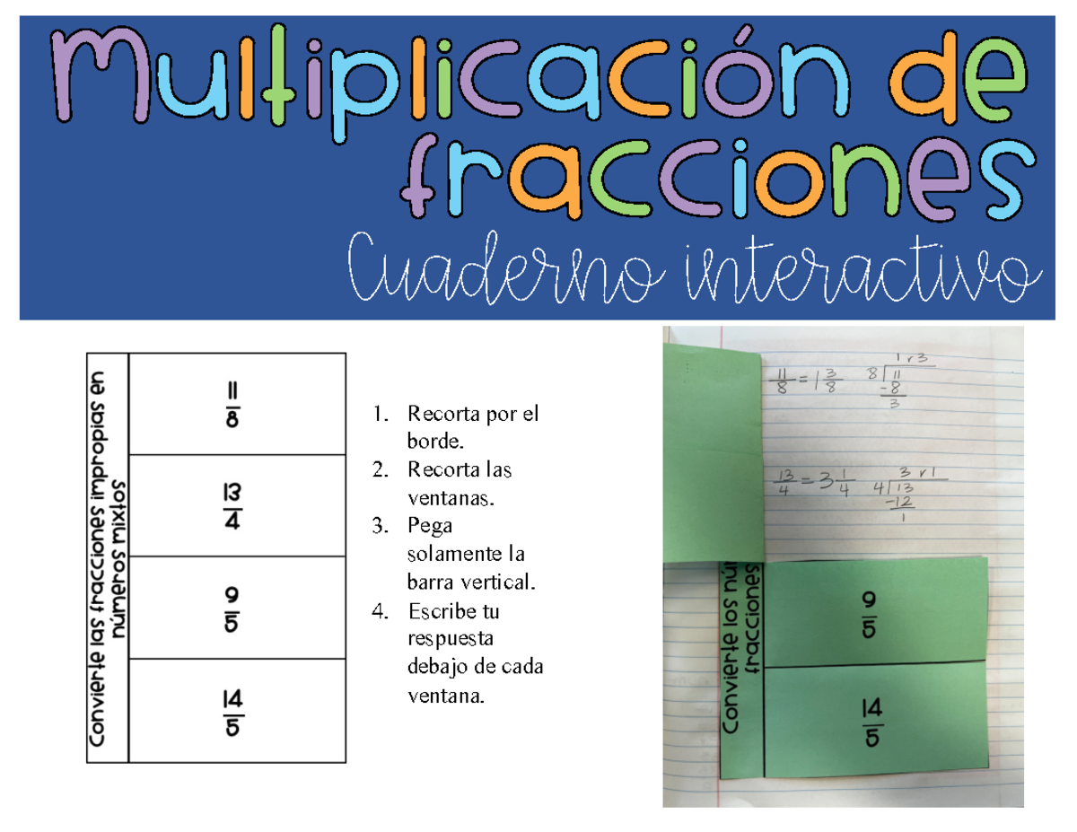 Multiplicación de fracciones cuaderno interactivo - Cuaderno ...