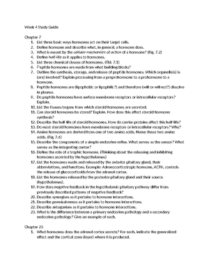 Week 3 Study Guide (Part I) - Week 3 Study Guide Chapter 8 Cell ...