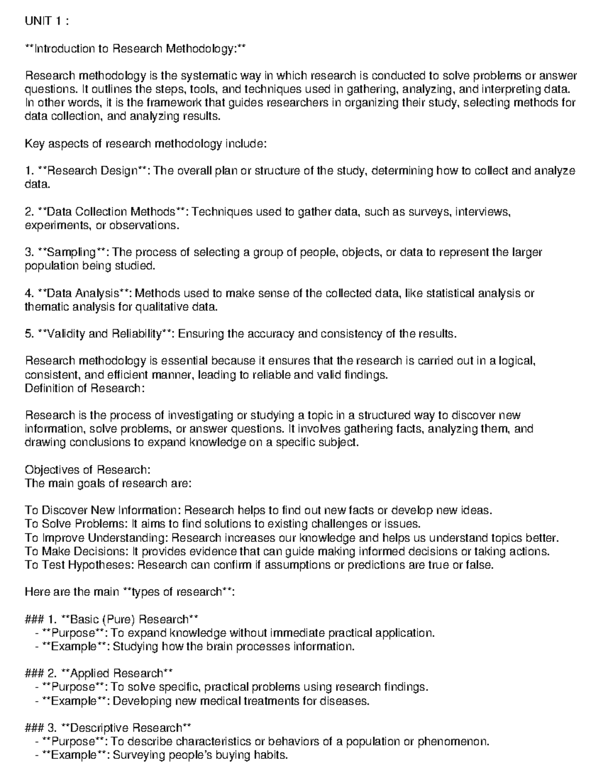 Research methodology - UNIT 1 : Introduction to Research Methodology ...