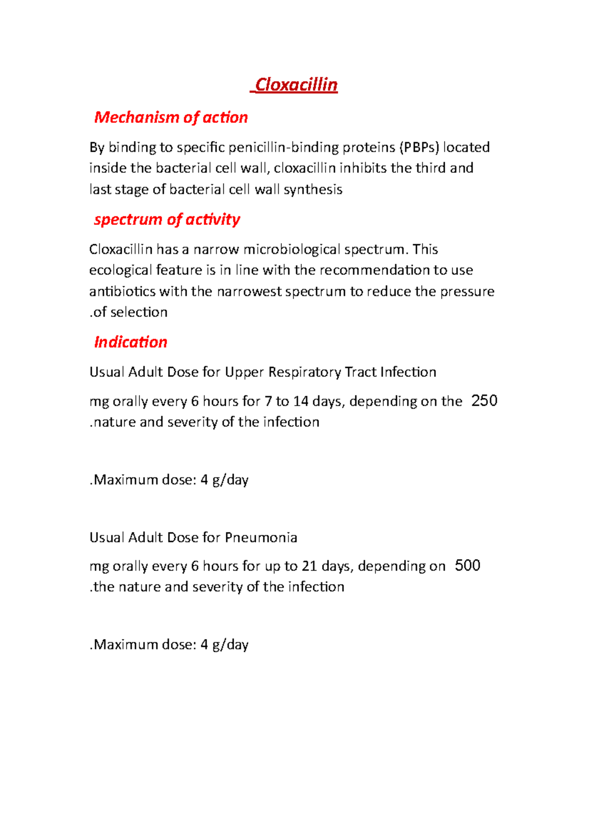 Cloxacillin - This ecological feature is in line with the ...
