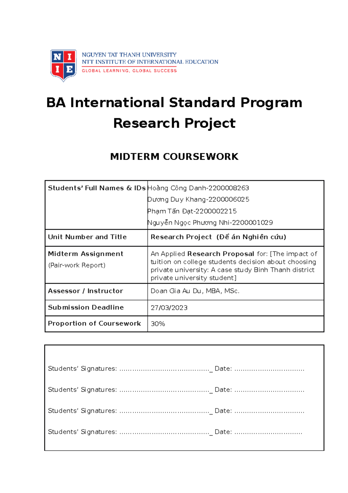 Research proposal - Katinat - BA International Standard Program ...