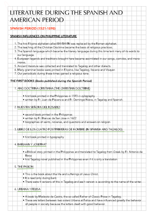 Lesson 2 - Literature During the Spanish and American Period ...