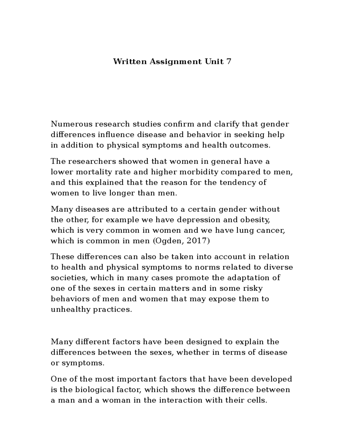 Unit 7 written assignment - Written Assignment Unit 7 Numerous research ...