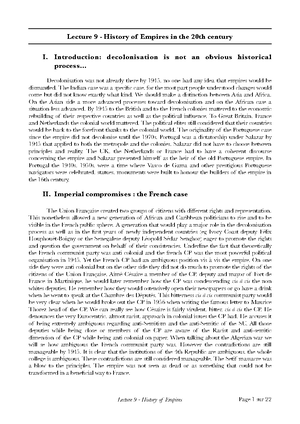 Lecture 10 - History of Empires in the XXth century - Lecture 10 ...
