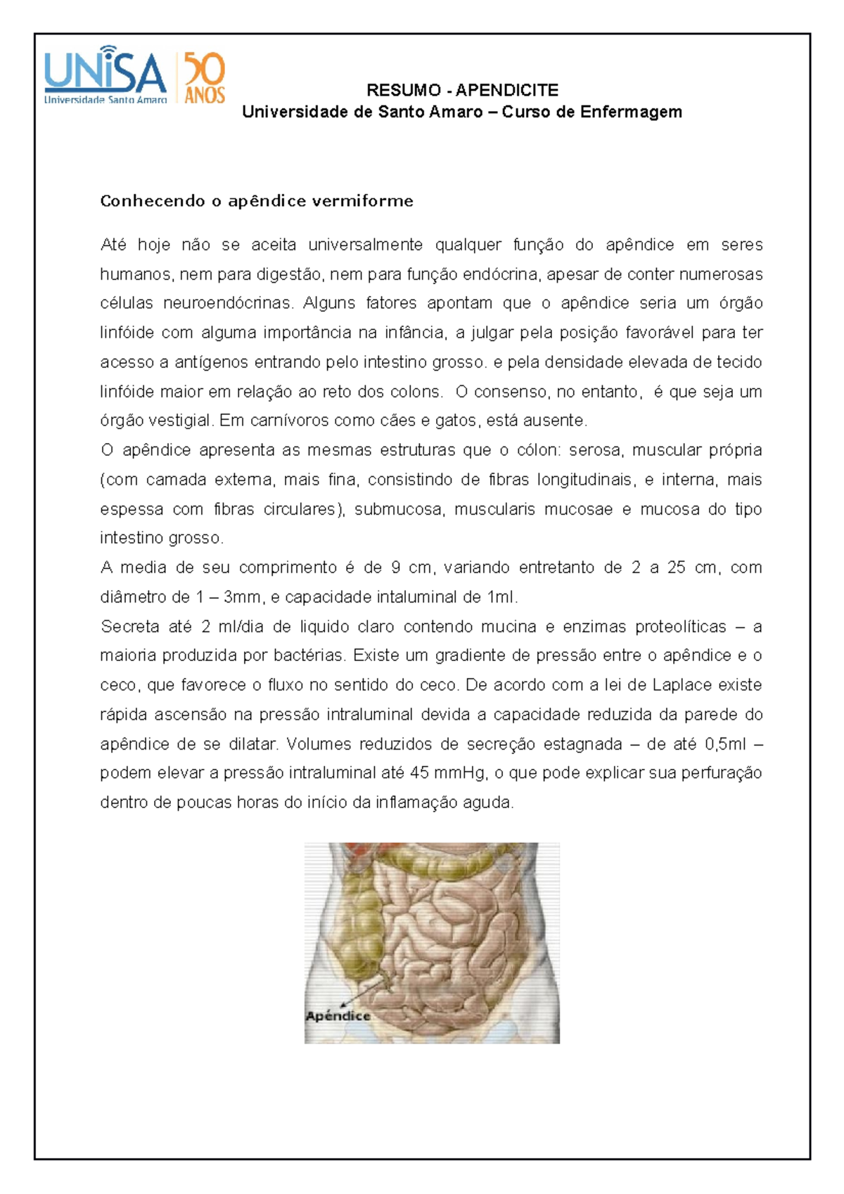Apendicite - Abordagem sobre a doença - RESUMO - APENDICITE ...