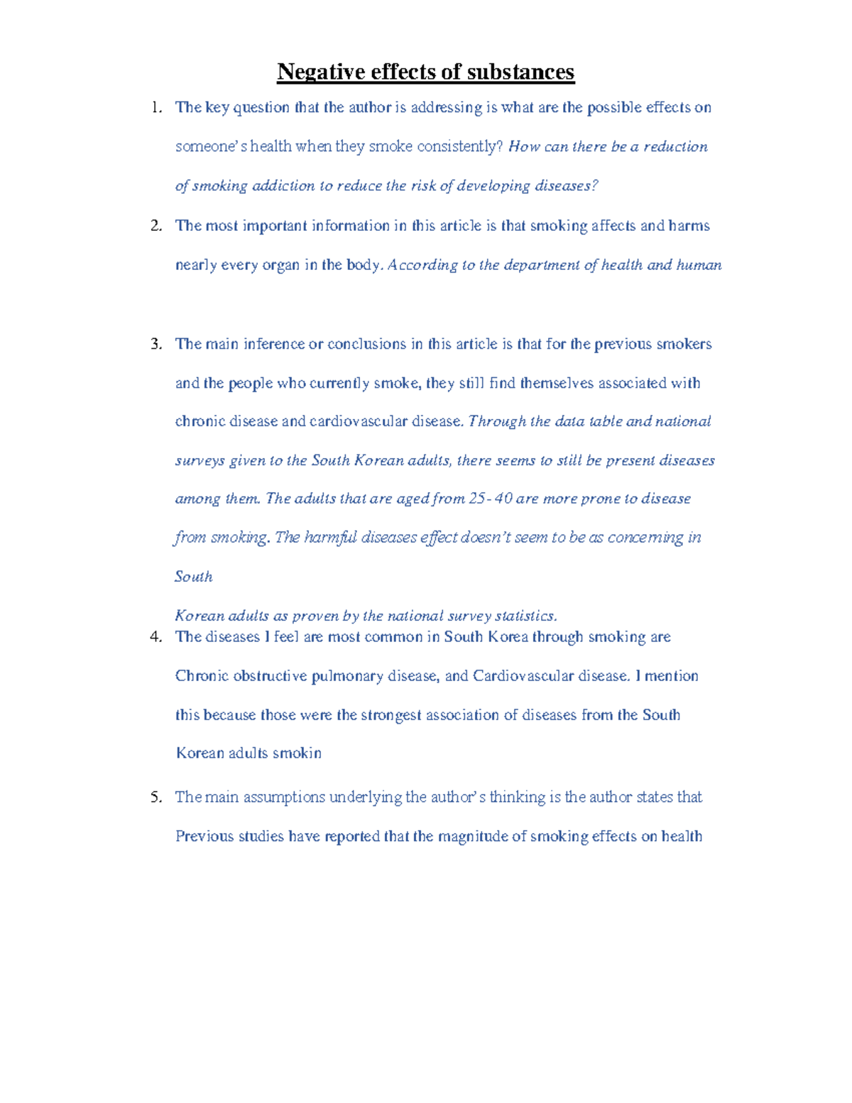 Substances effects - The substantial effect - Negative effects of ...