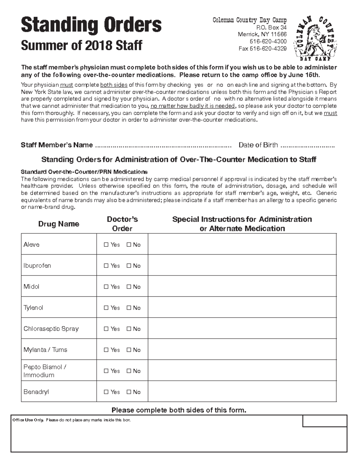 09 - Standing Orders - Yeas - Standing Orders Summer of 2018 Staff The ...