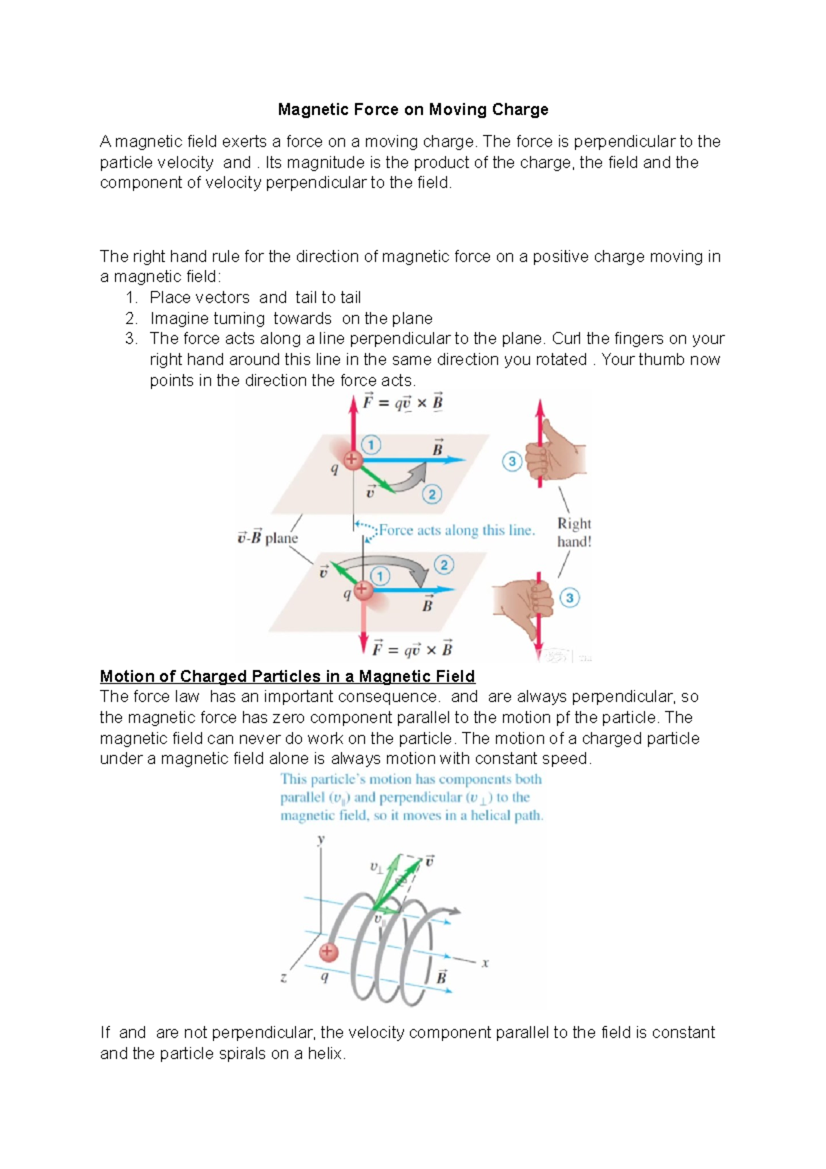 Lecture 9 - Magnetic Force on Moving Charge - Magnetic Force on Moving ...