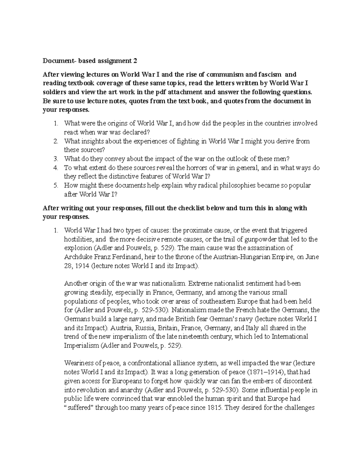 Directions for document-based assignment 2 - Document- based assignment ...