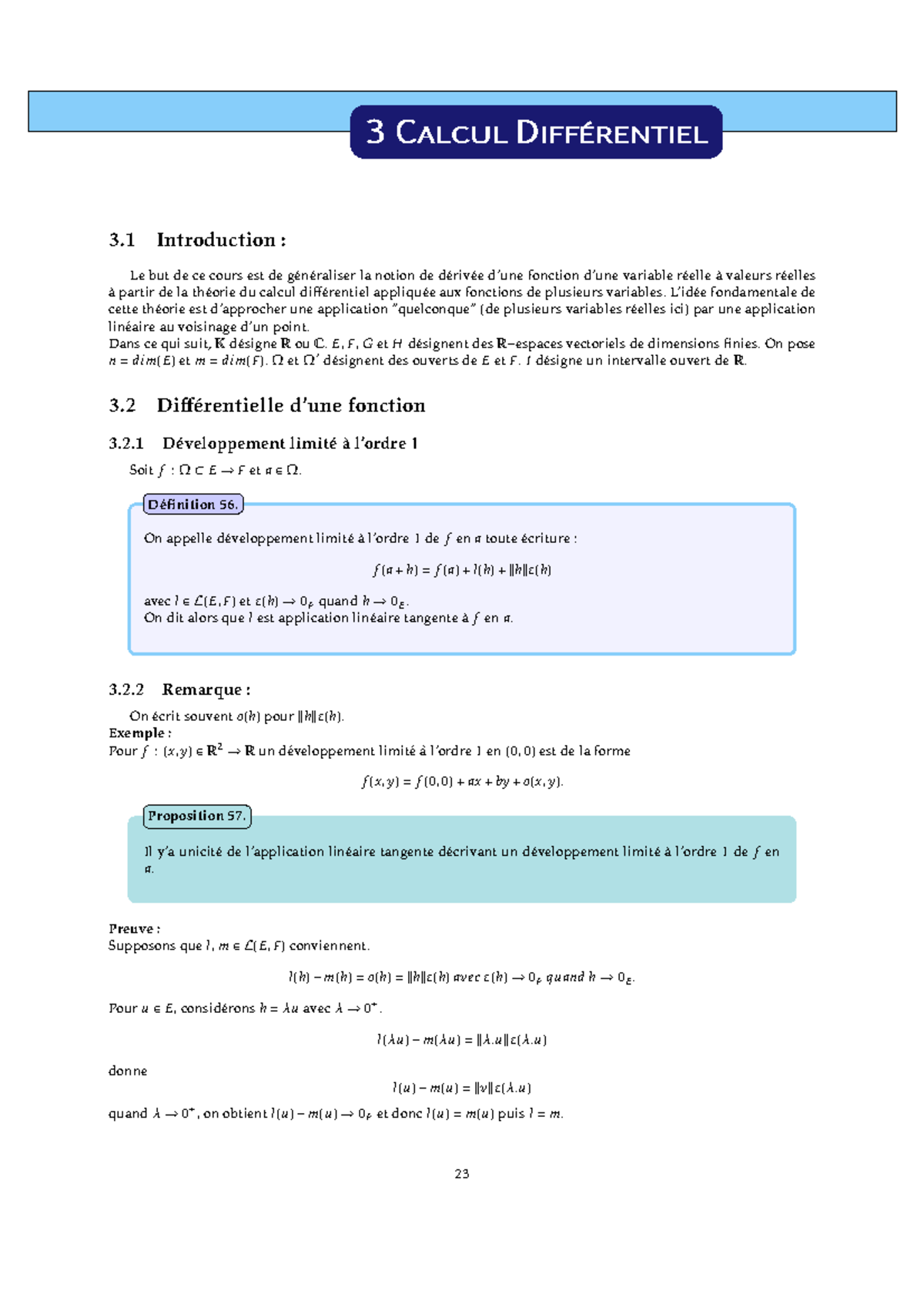 Calcul différentiel - 3 Calcul Diff ́erentiel 3 Introduction : Le but de ce cours est de g ́en ...
