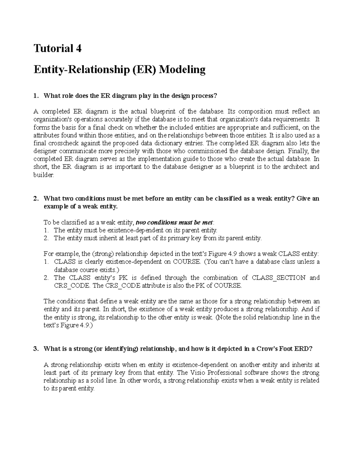 Wk4 Tutorial Solution - Tutorial 4 Entity-Relationship (ER) Modeling ...