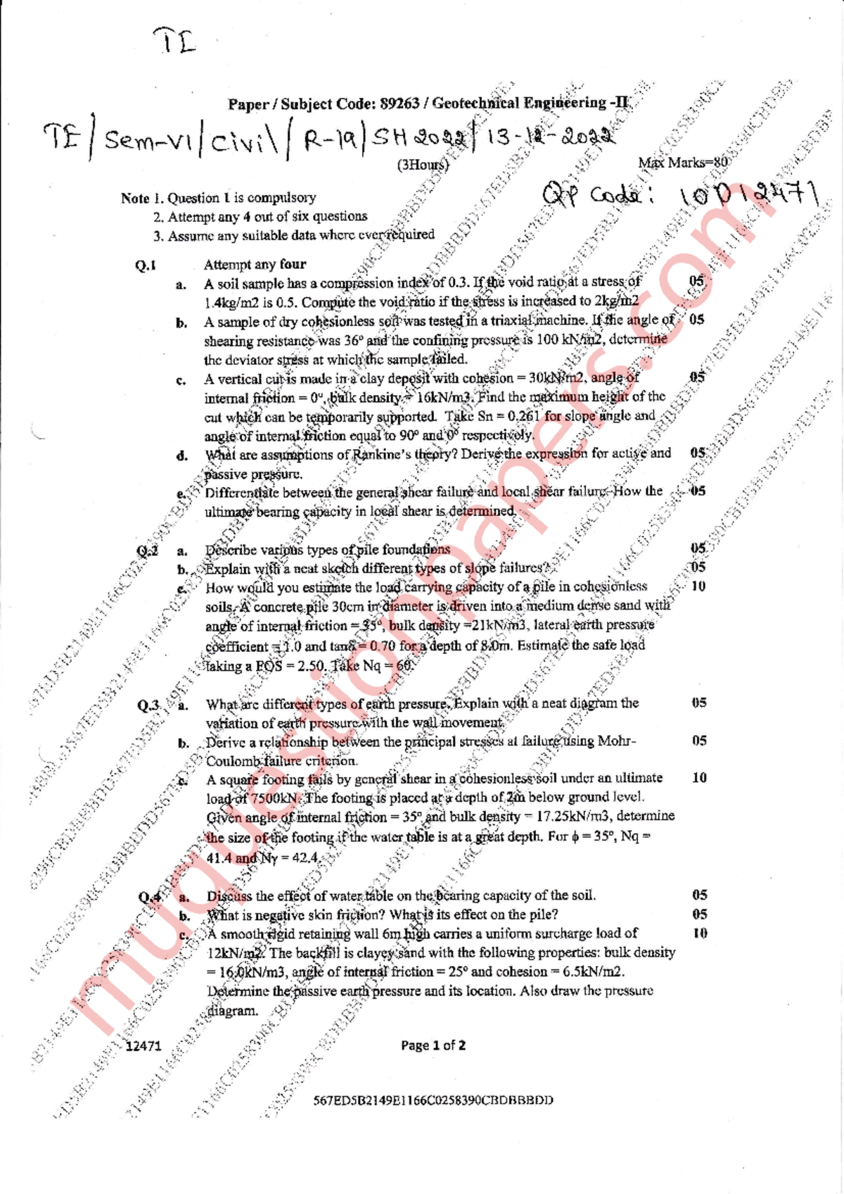 Be civil-engineering semester-6 2022 december geotechnical-engineering-iirev-2019-c-scheme - Studocu
