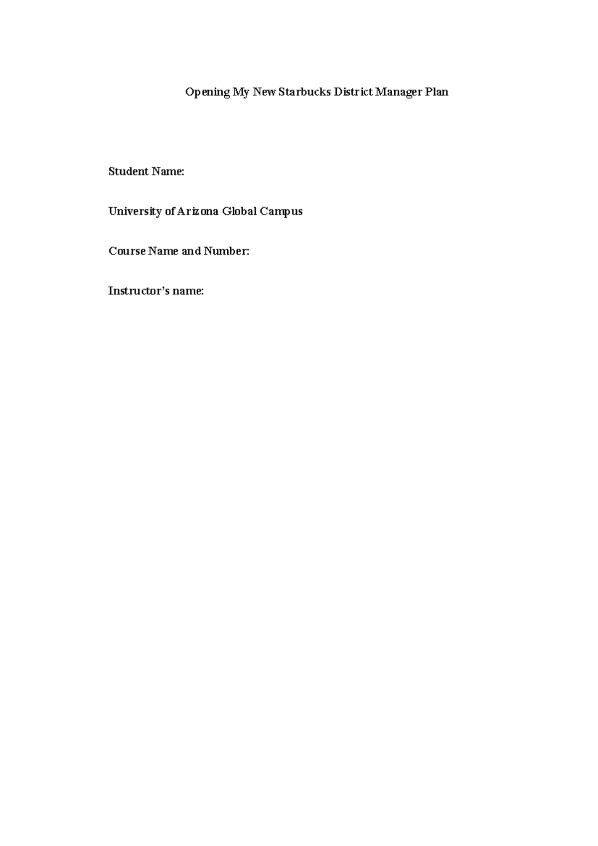 Opening My New Starbucks District Manager Plan - To guarantee the new ...