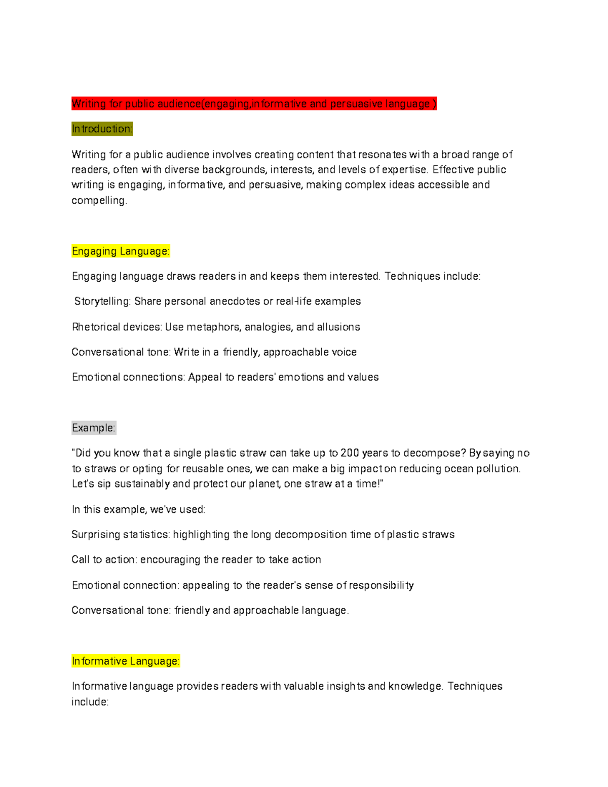 Expository writing 2 - Writing for public audience(engaging,informative ...