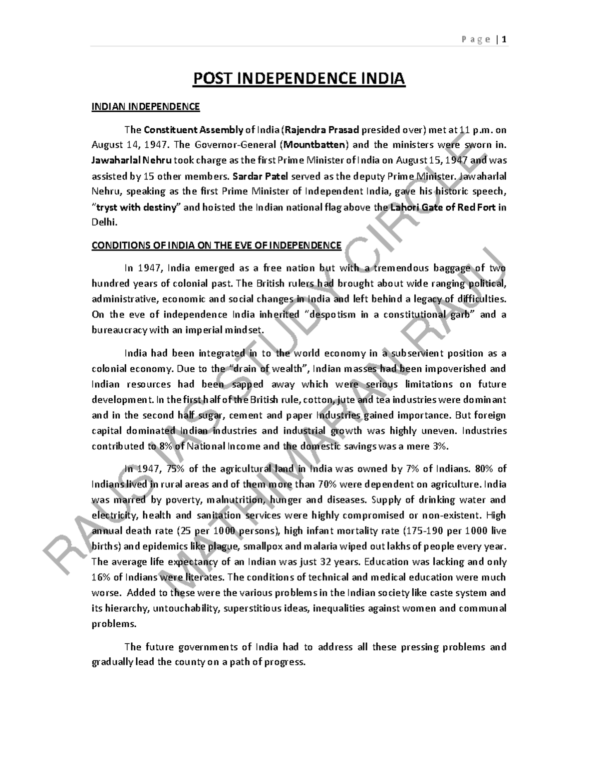 166003699697024 India ON THE EVE OF Independence - POST INDEPENDENCE ...