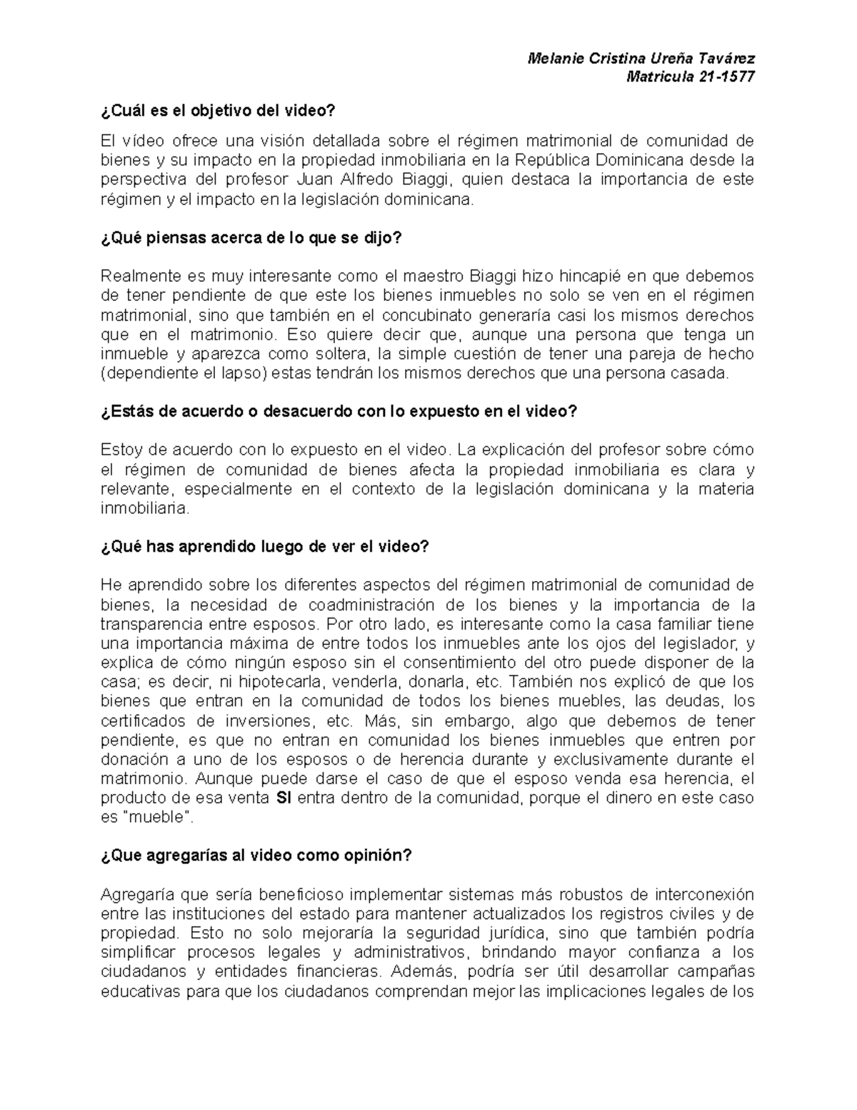 Opinión de vídeo de régimen matrimonial en rd - Melanie Ureña - Melanie ...