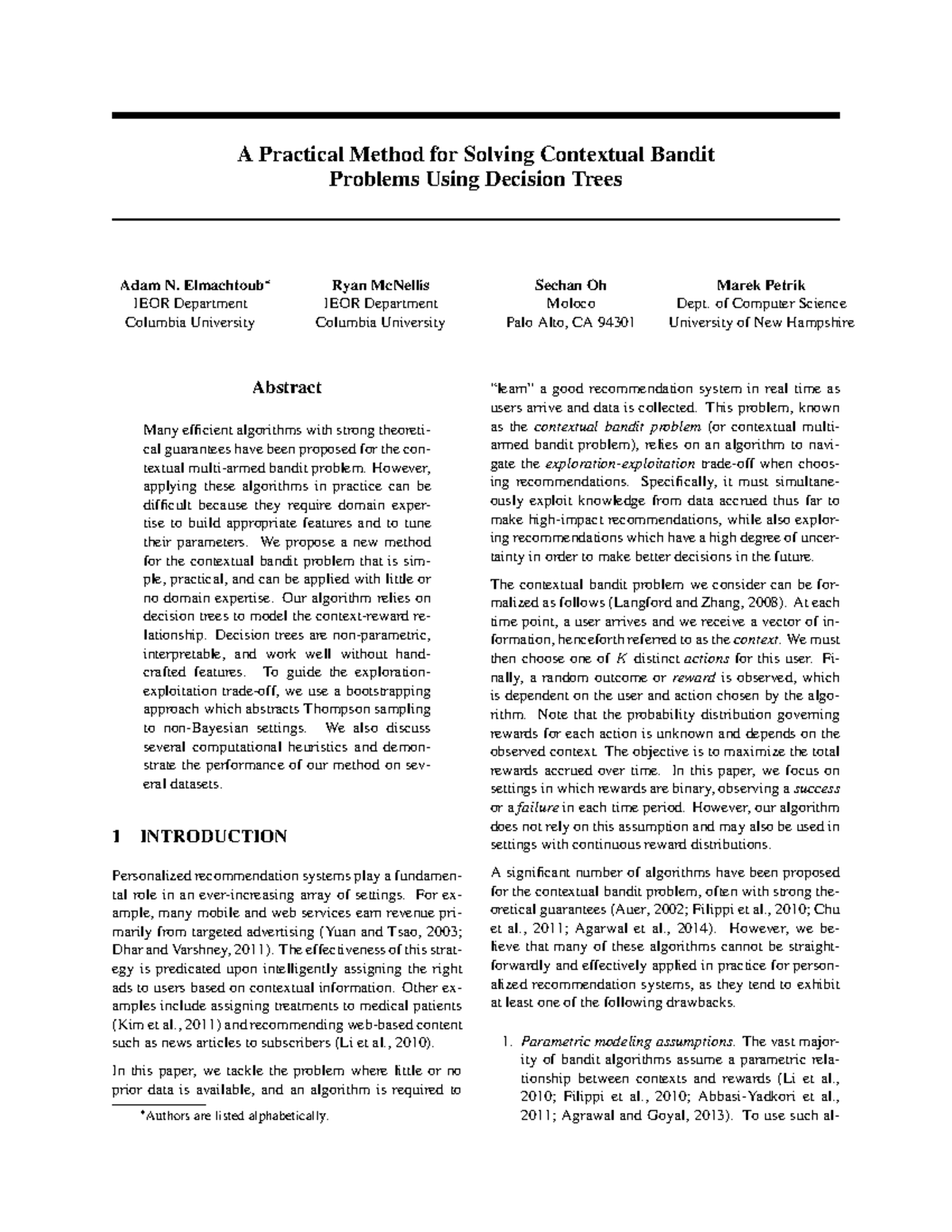Multi Arm Bandit - A Practical Method for Solving Contextual Bandit Problems Using Decision ...