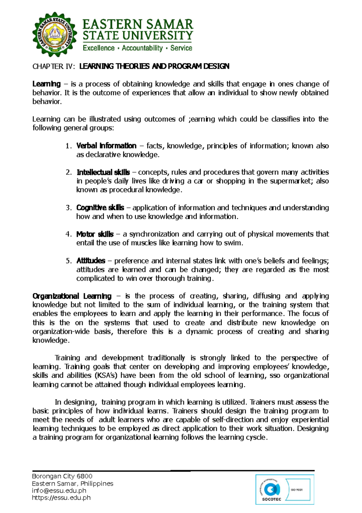 Chapter 4 - Learning Theories and Program Design - CHAPTER IV: LEARNING ...