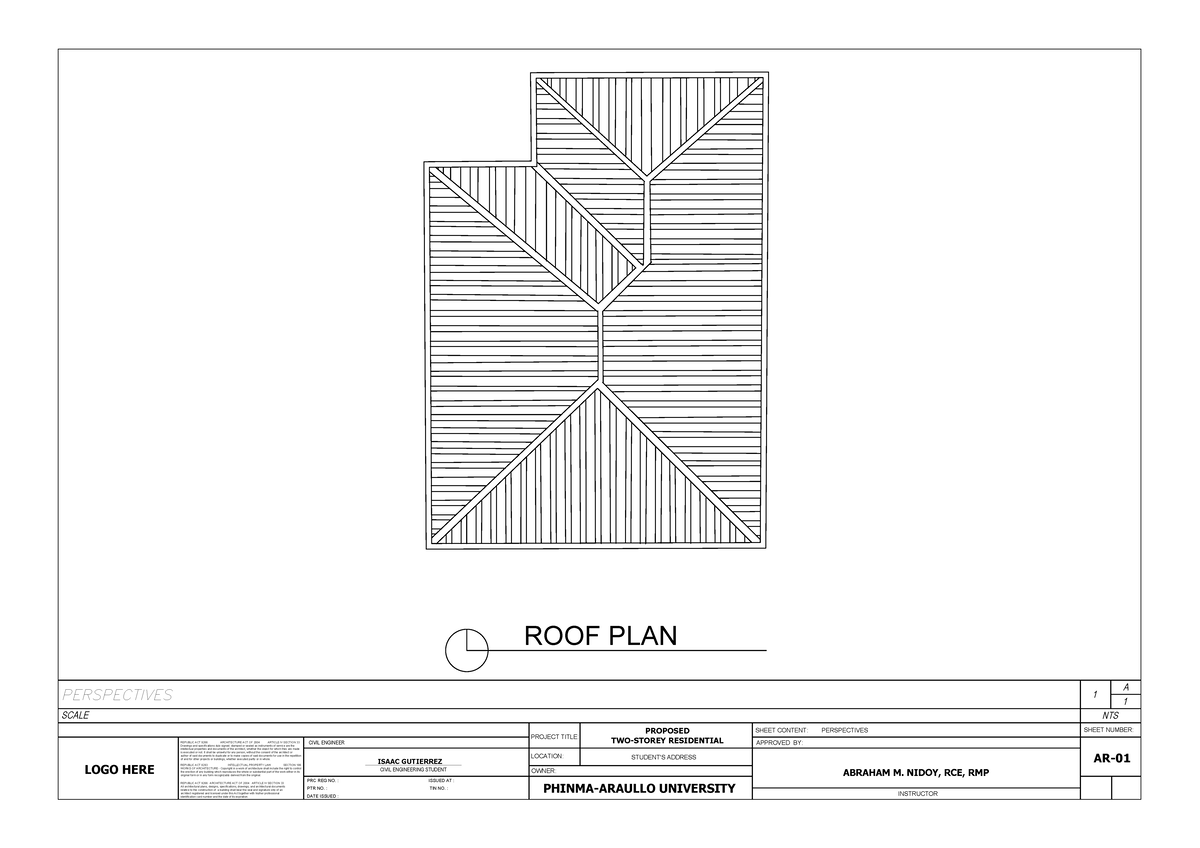 Roof-plan - Project - SHEET NUMBER: INSTRUCTOR SHEET CONTENT: APPROVED ...