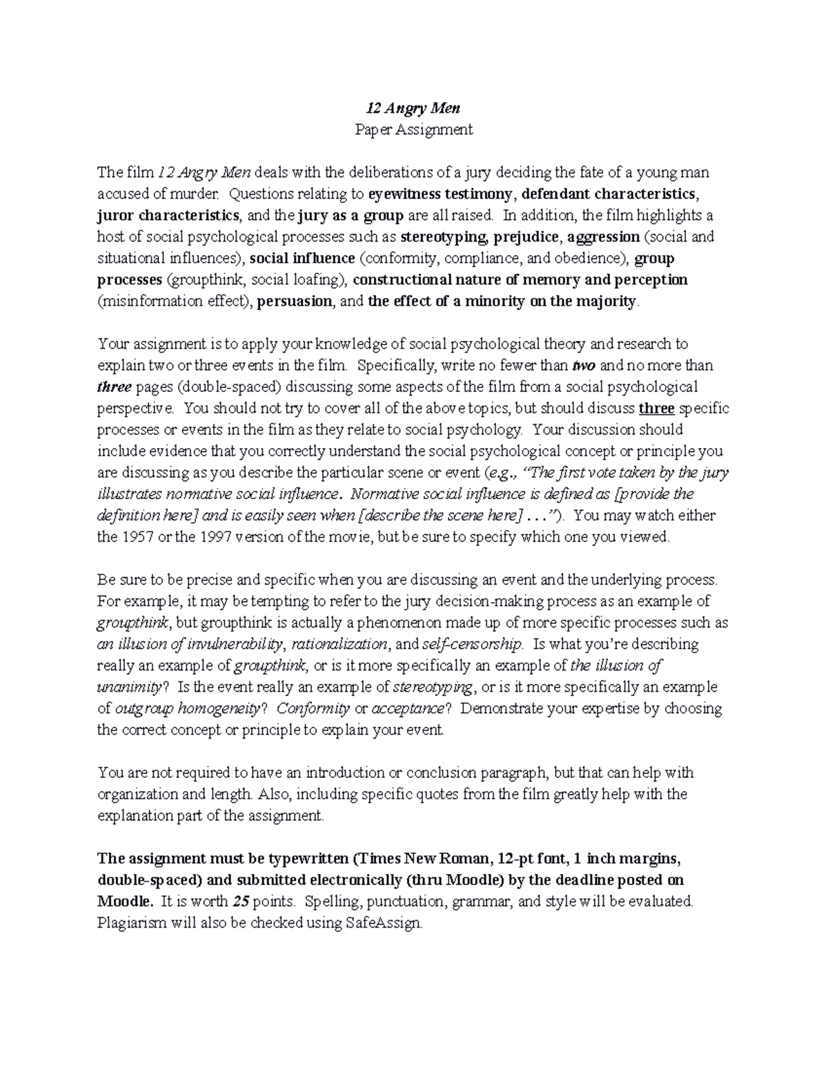 Assignment #4 - Twelve Angry Men Assignment - 12 Angry Men Paper Assignment The film 12 Angry ...