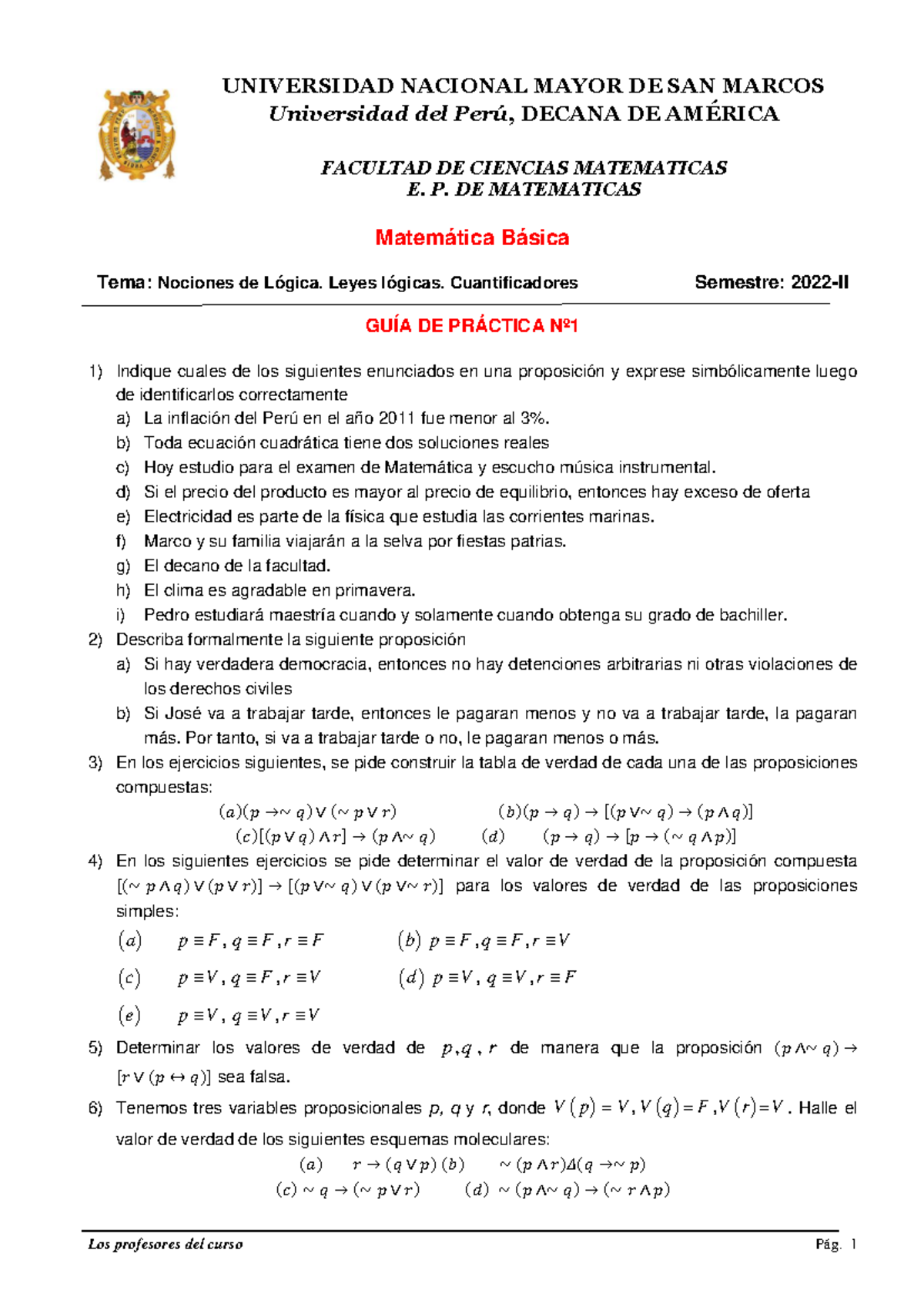 Guia de practica 1 - matemática básica unmsm - UNIVERSIDAD NACIONAL MAYOR DE SAN MARCOS ...