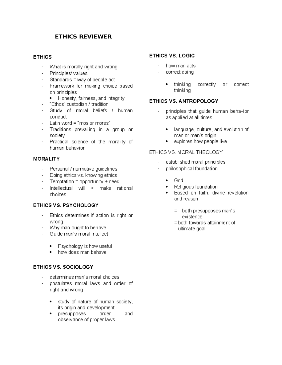 Ethics Reviewer - ETHICS REVIEWER ETHICS - What is morally right and ...