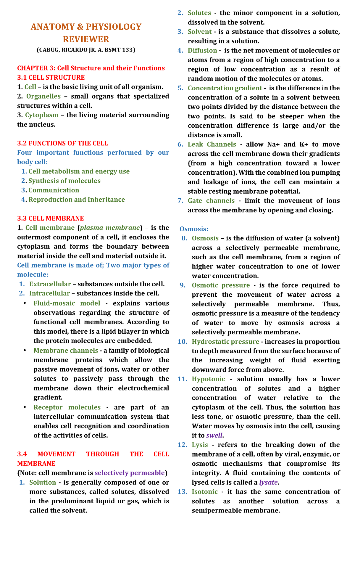 Anaphy-Chapter-3 - Anaphy ref - ANATOMY & PHYSIOLOGY REVIEWER (CABUG ...
