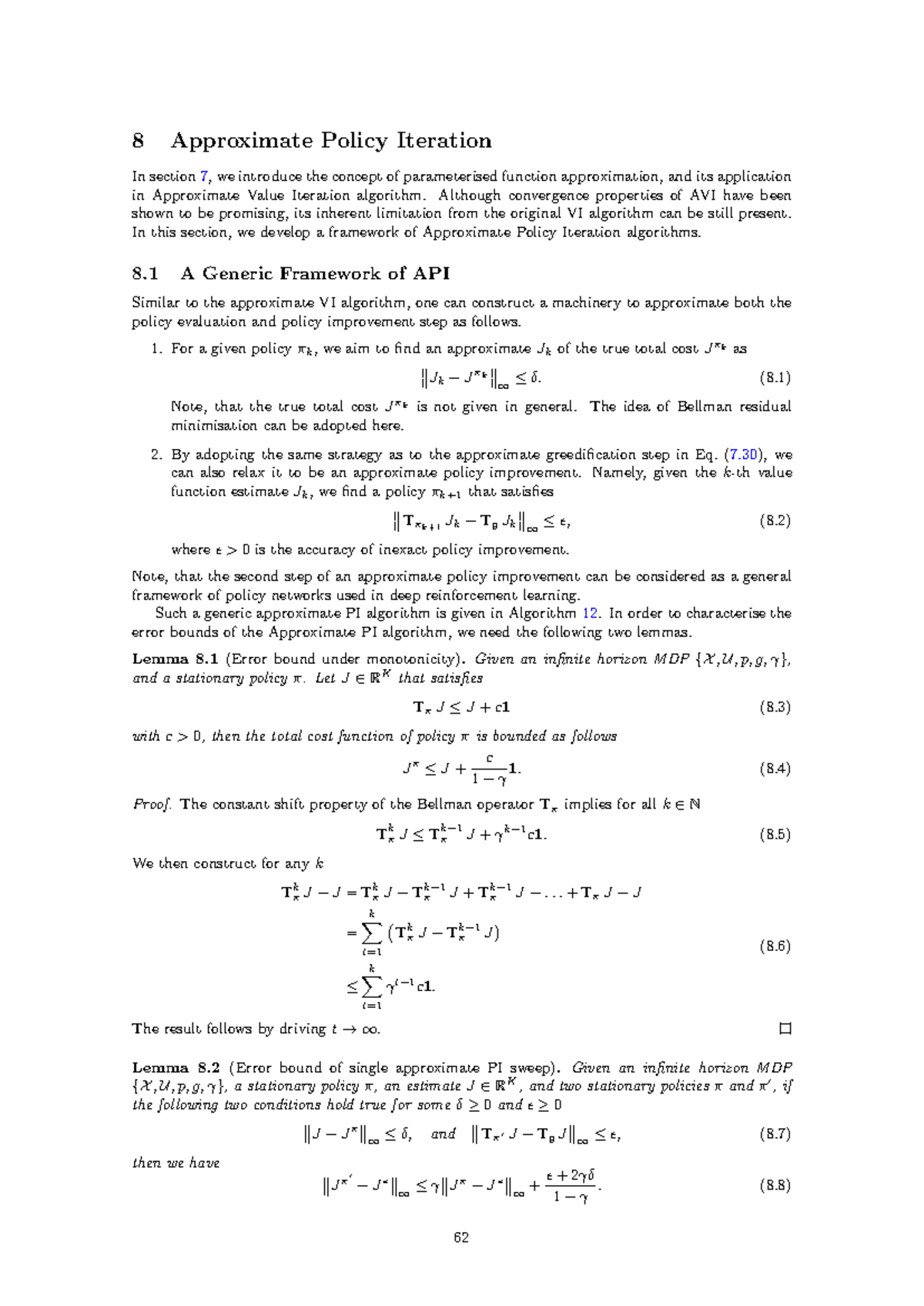 Adprl Manu W08 - 8 Approximate Policy Iteration In section 7, we introduce the concept of - Studocu