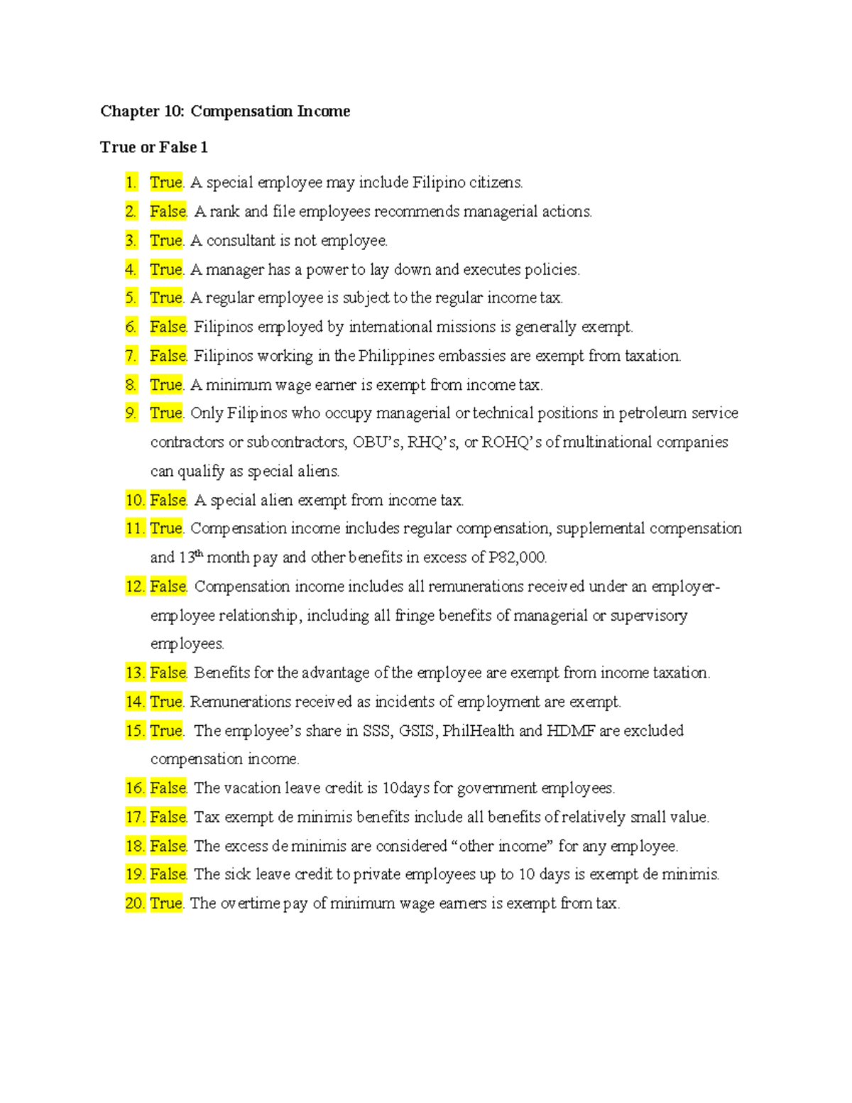 Pdfcoffee.com chapter-10-compensation-income-true-or-false-1-pdf-free ...