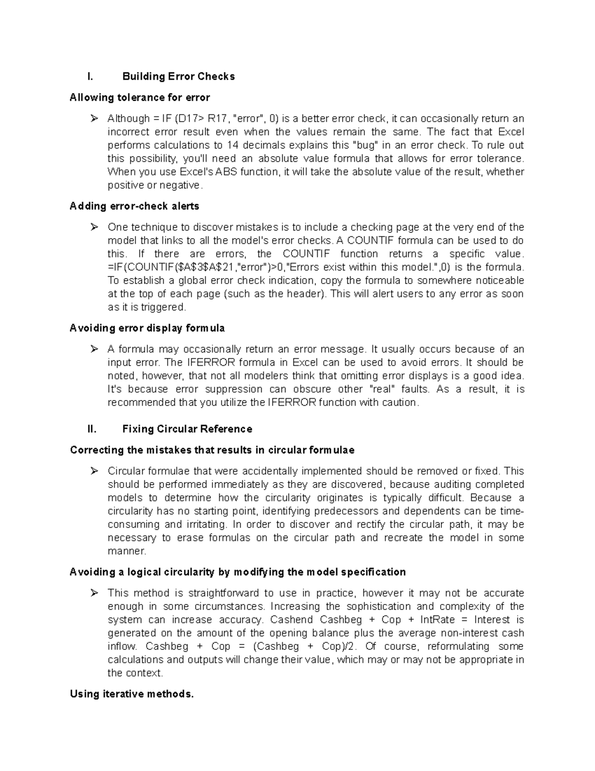 (Activity) - Financial Modeling Techniques - I. Building Error Checks ...