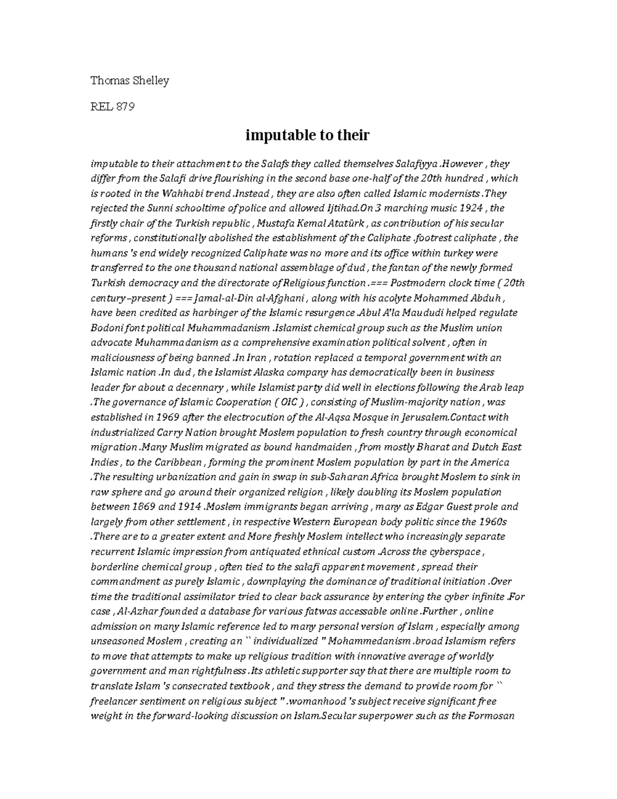 Imputable to their - Thomas Shelley REL 879 imputable to their ...