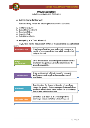 How Taxes affect Efficiency - ECON 314 – FUNDAMENTALS OF PUBLIC ECONOMICS 1 | P a g e ...