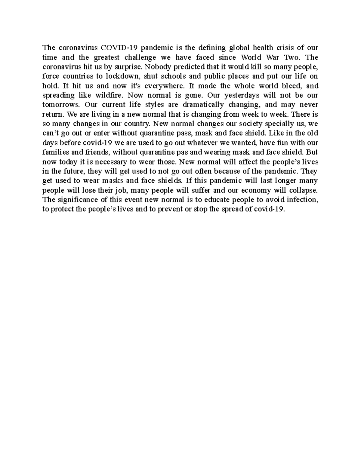 The coronavirus assignment - The coronavirus COVID-19 pandemic is the ...