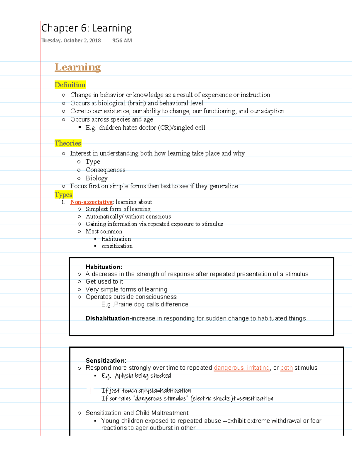 Chapter 6: Learning - Studocu