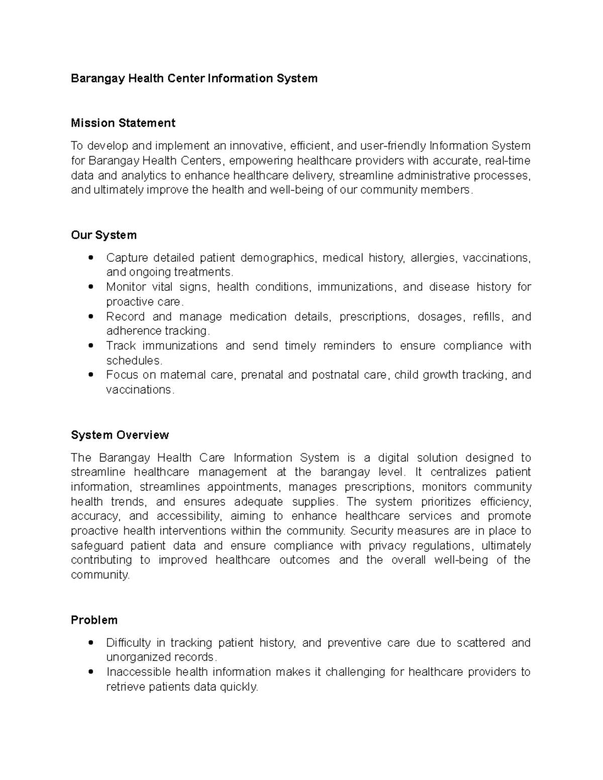 Barangay Health Center Information System 2 - Barangay Health Center ...