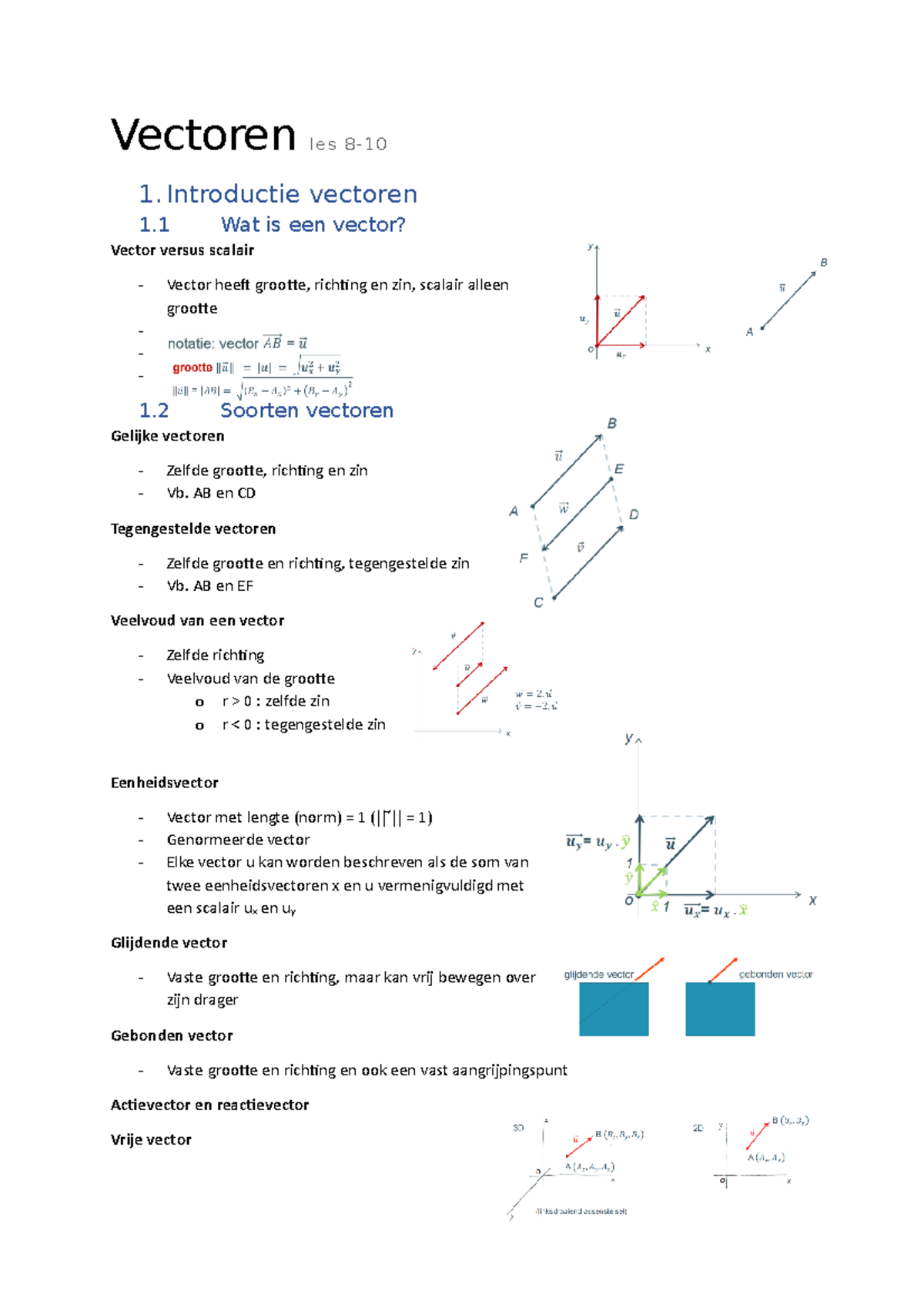 Wetenschappen Vectoren les 8-10 - Vectoren les 8- 1. Introductie ...
