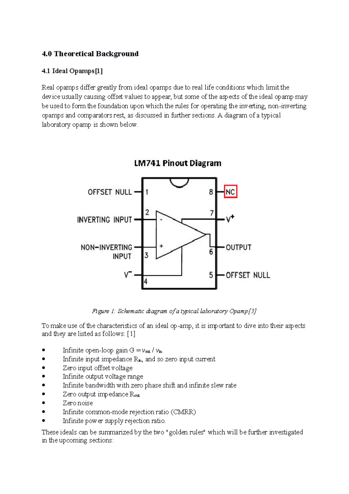 Electronic Amplifier - OpAmps laboratory project - 4 Theoretical Background 4 Ideal Opamps[1 ...