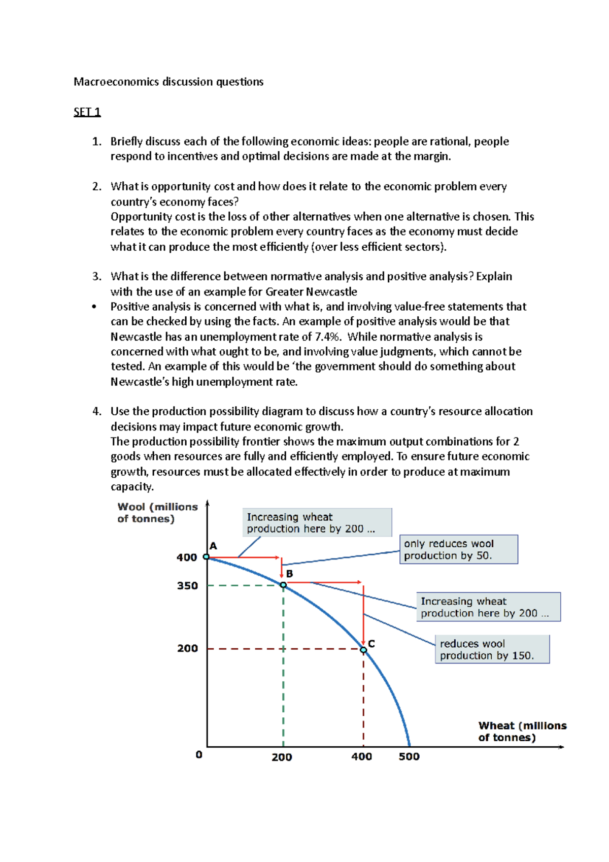 Macroeconomics discussion questions - What is opportunity cost and how ...