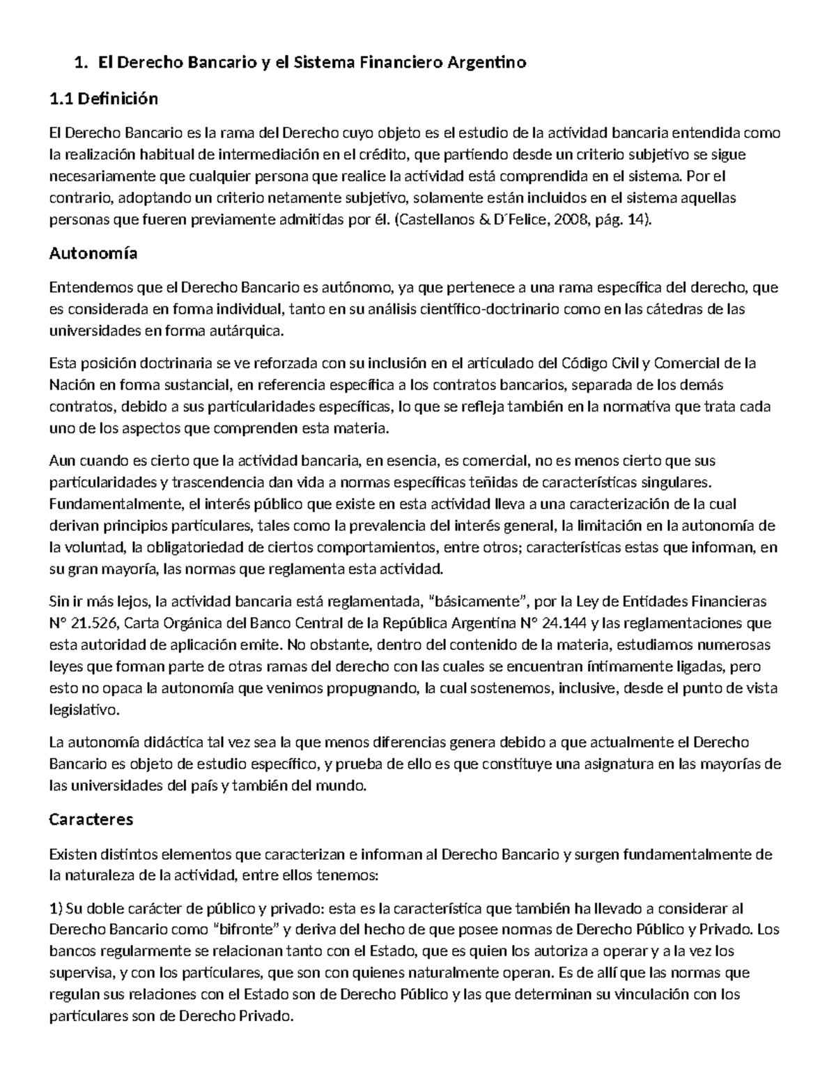 1 Parcial Bancario - Resumen - 1. El Derecho Bancario y el Sistema Financiero Argentno 1 El ...