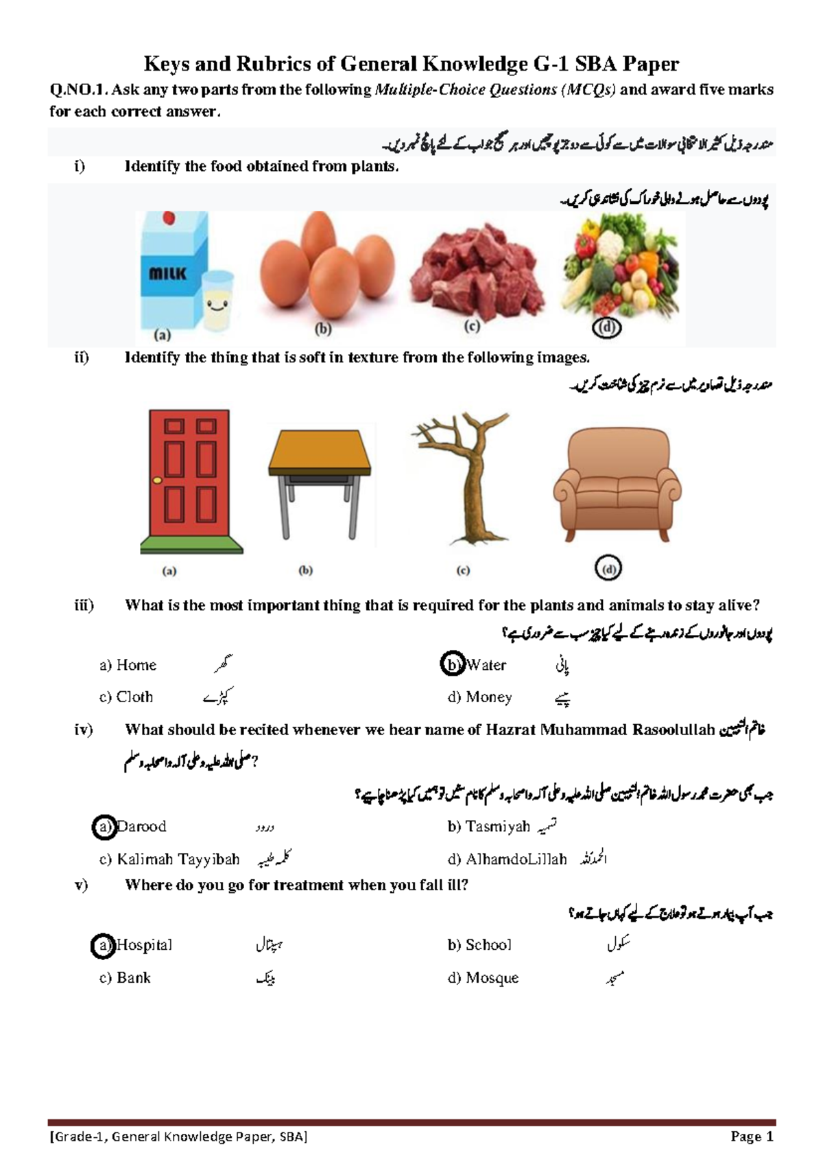 General Knowledge Grade 1 Key 2021 - Keys and Rubrics of General ...