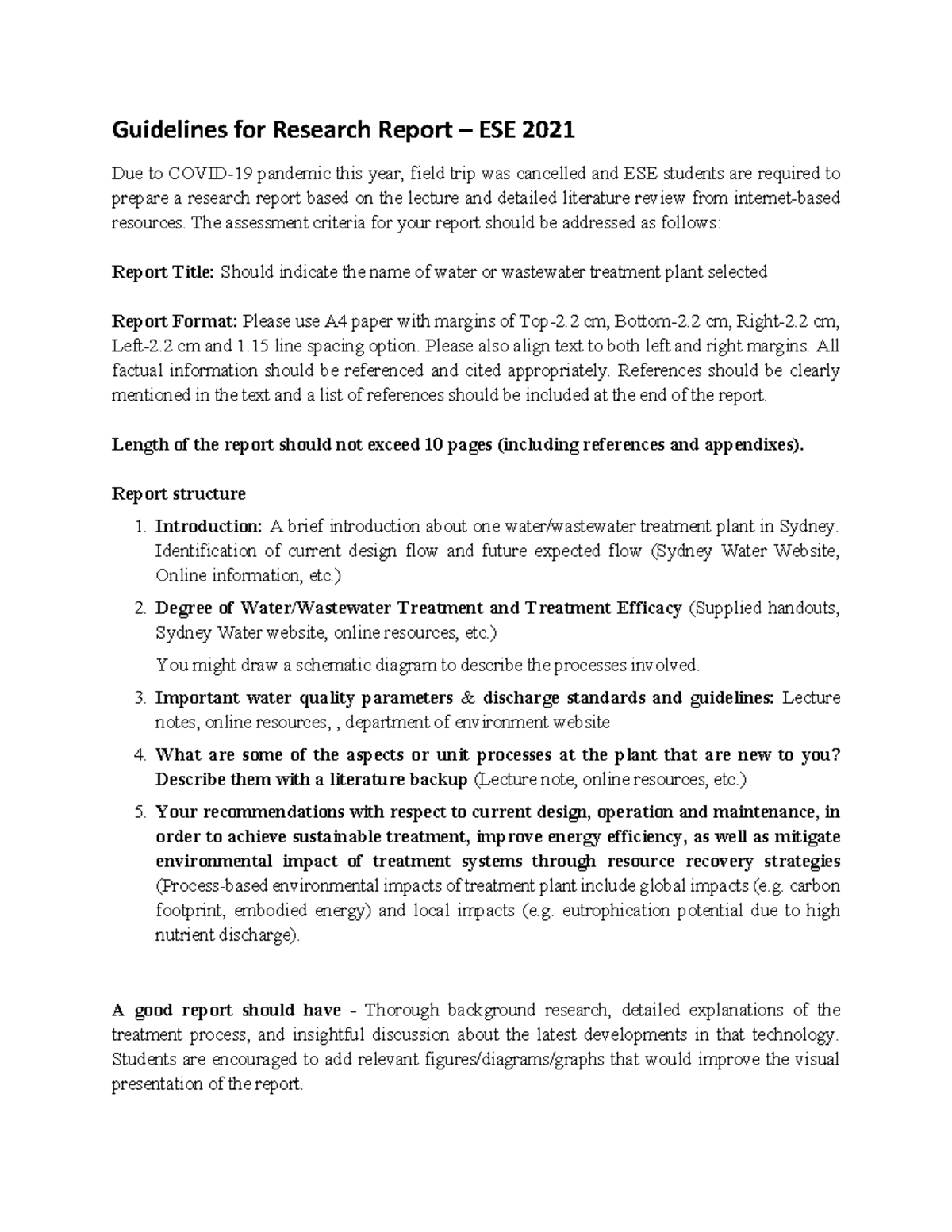 Guidelines for Research Report ESE Spr 2021 - Guidelines for Research ...