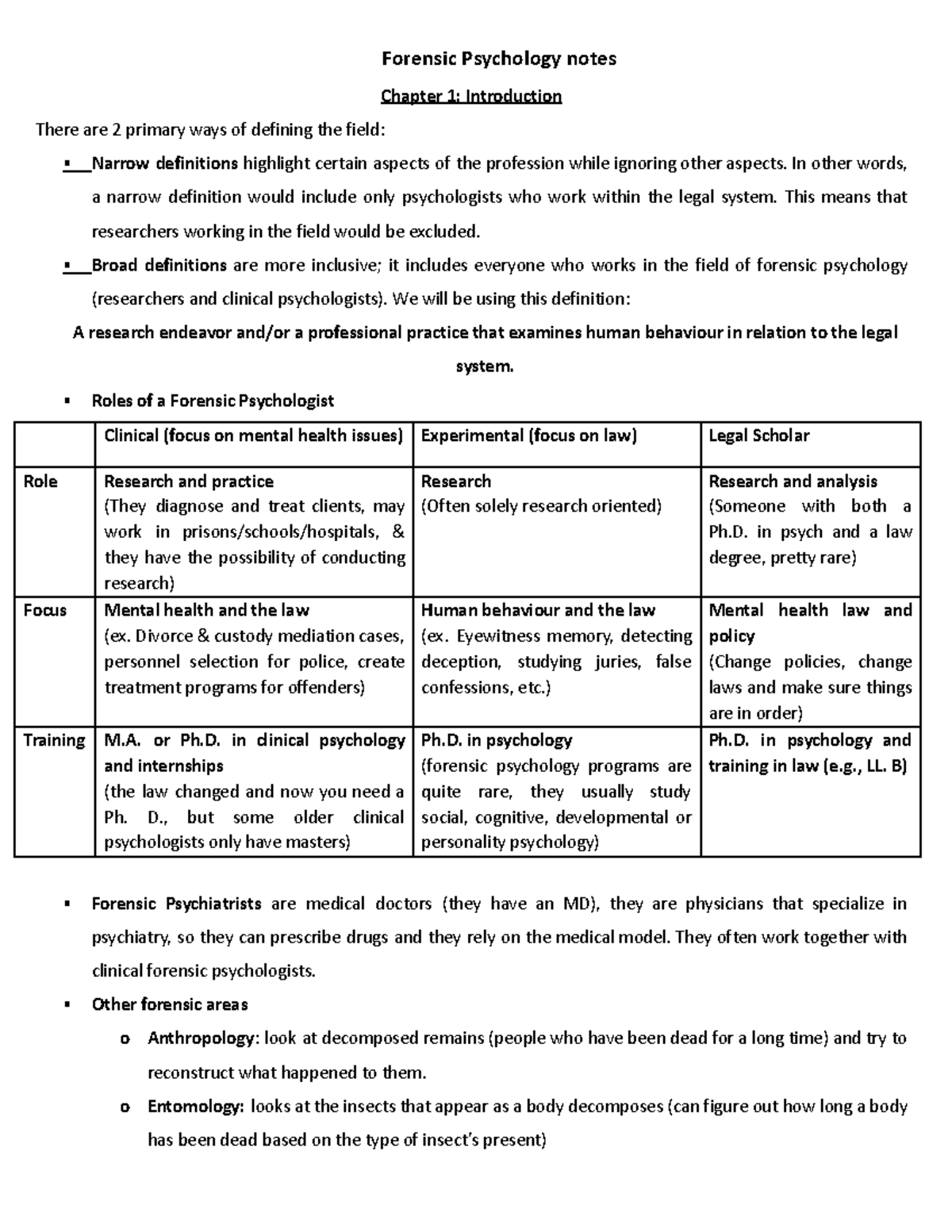 Forensic Psychology notes - Kimberly Burton - Forensic Psychology notes ...